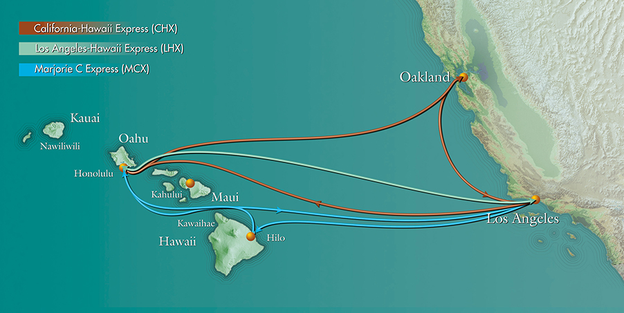 Pasha Hawaii container shipping routes to and from Hawaii